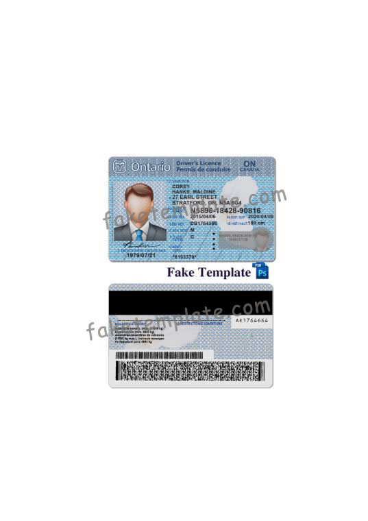 Ontario Driver License Template - Fake Ontario Drivers License